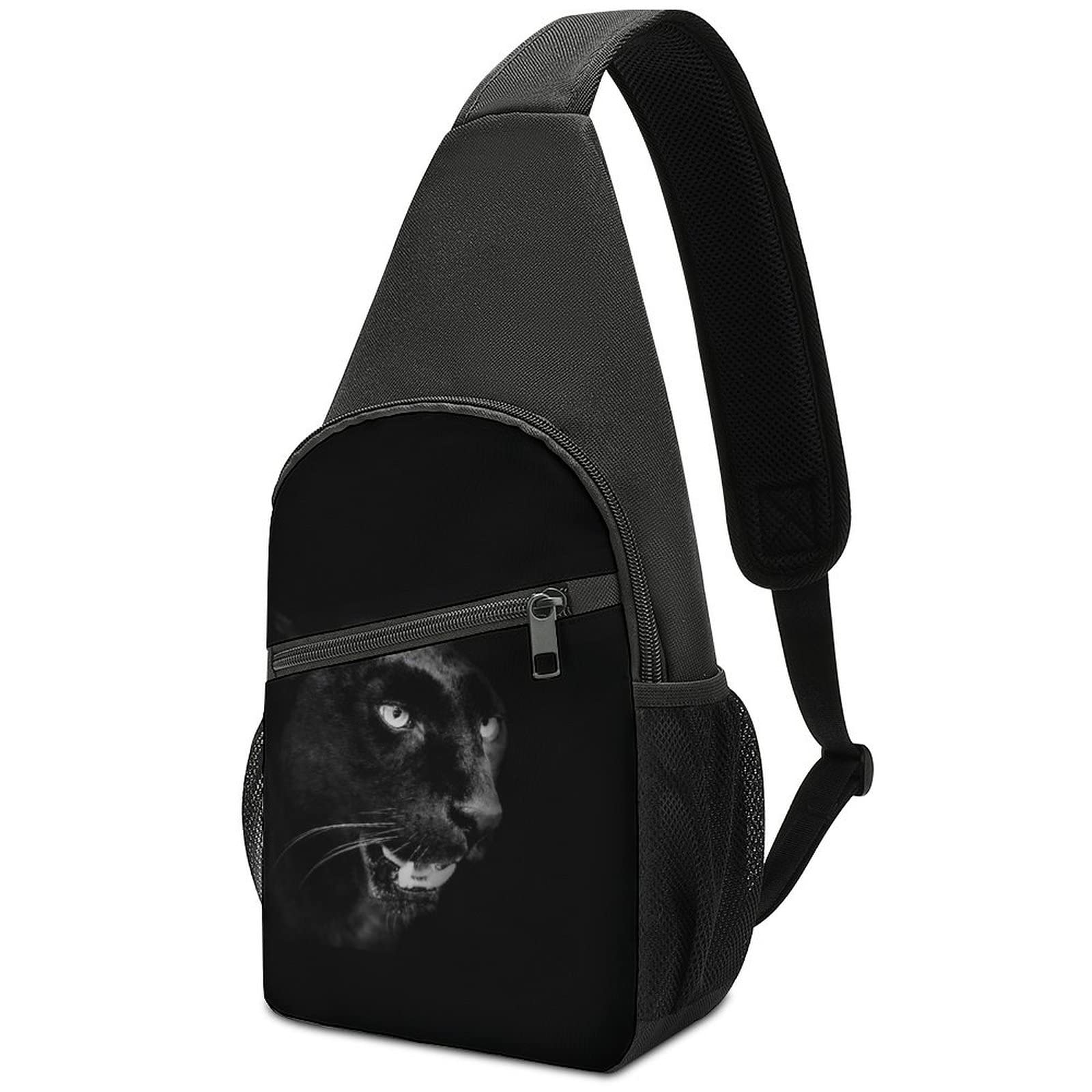 Black Panther Portrait Crossbody Shoulder Bag Sling Backpack Travel Hiking Daypack Casual Chest Pack For Women Man One Size