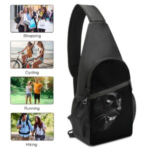 Black Panther Portrait Crossbody Shoulder Bag Sling Backpack Travel Hiking Daypack Casual Chest Pack For Women Man One Size