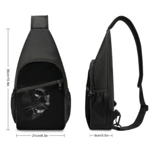 Black Panther Portrait Crossbody Shoulder Bag Sling Backpack Travel Hiking Daypack Casual Chest Pack For Women Man One Size