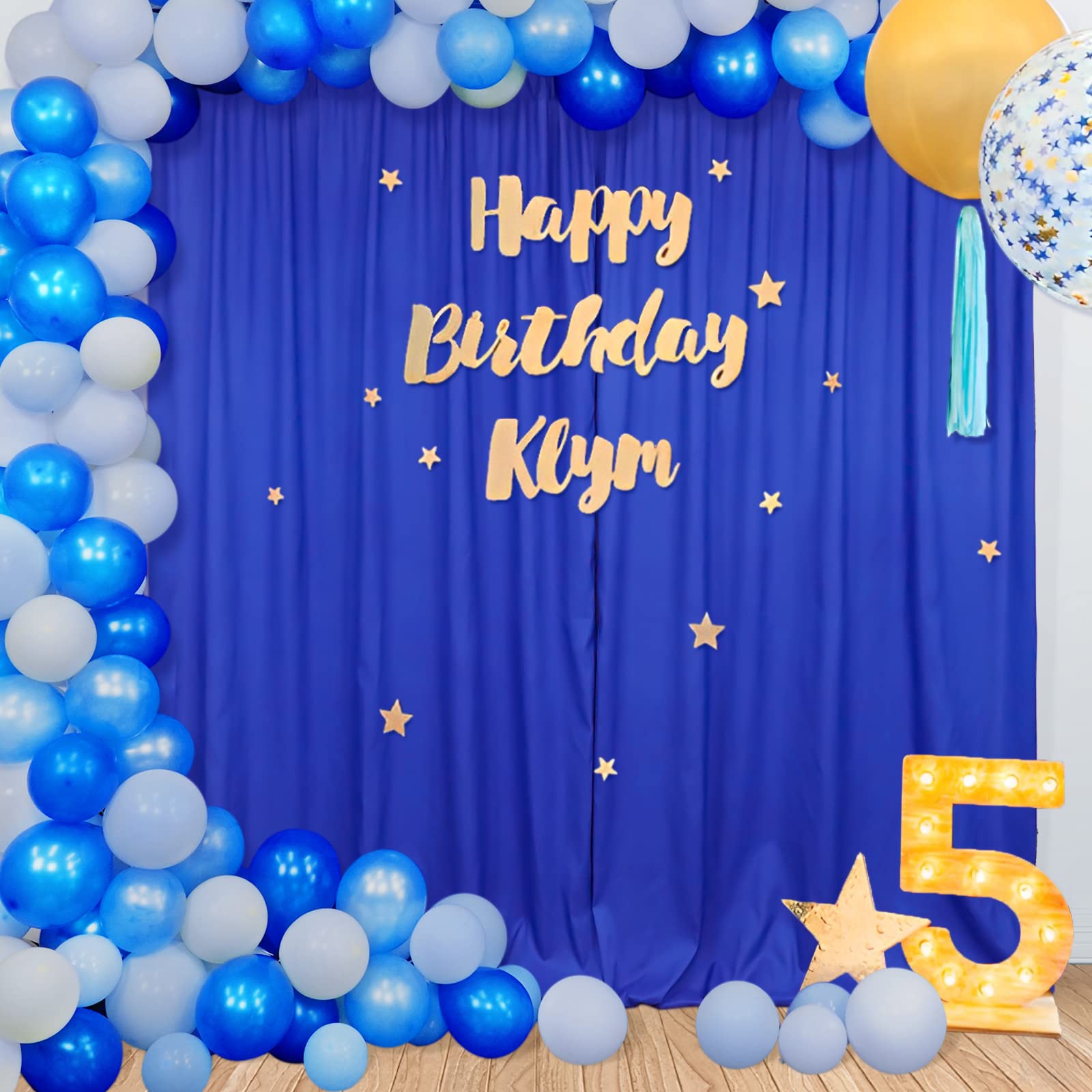 10x10FT Royal Blue Backdrop Curtain for Party - Royal Blue Backdrop for Baby Shower Birthday Photo Home Party Backdrop Curtains 5x10FT 2 Panels