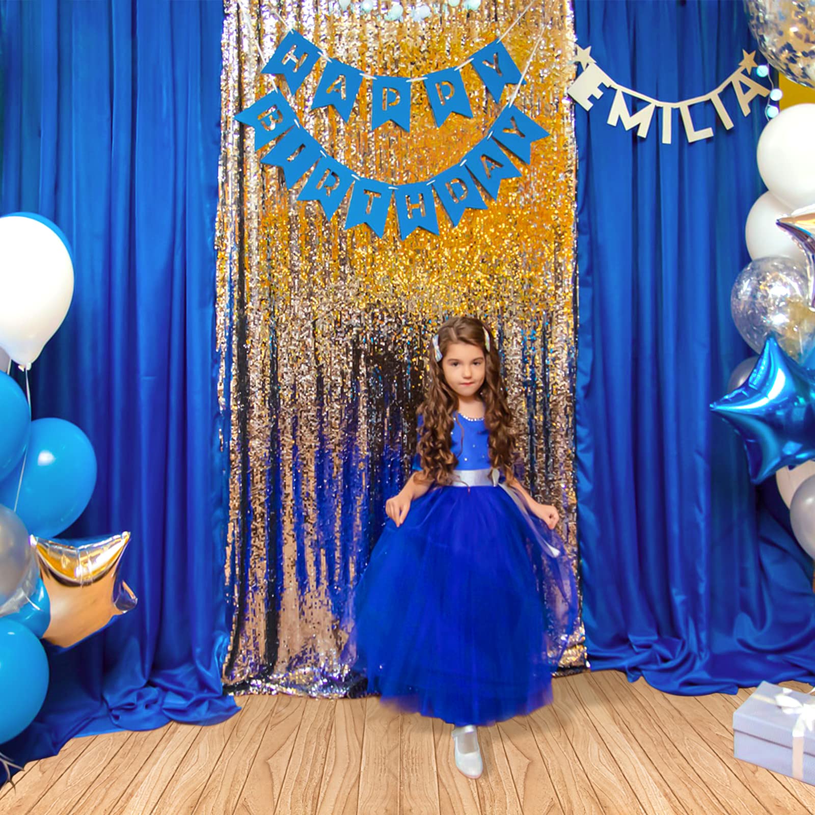 10x10FT Royal Blue Backdrop Curtain for Party - Royal Blue Backdrop for Baby Shower Birthday Photo Home Party Backdrop Curtains 5x10FT 2 Panels