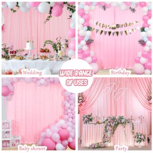 10x10FT Pink Backdrop Curtains for Parties - Pink Backdrop Curtain for Baby Shower Birthday Photo Home Party Curtains Backdrop 5x10FT 2 Panels