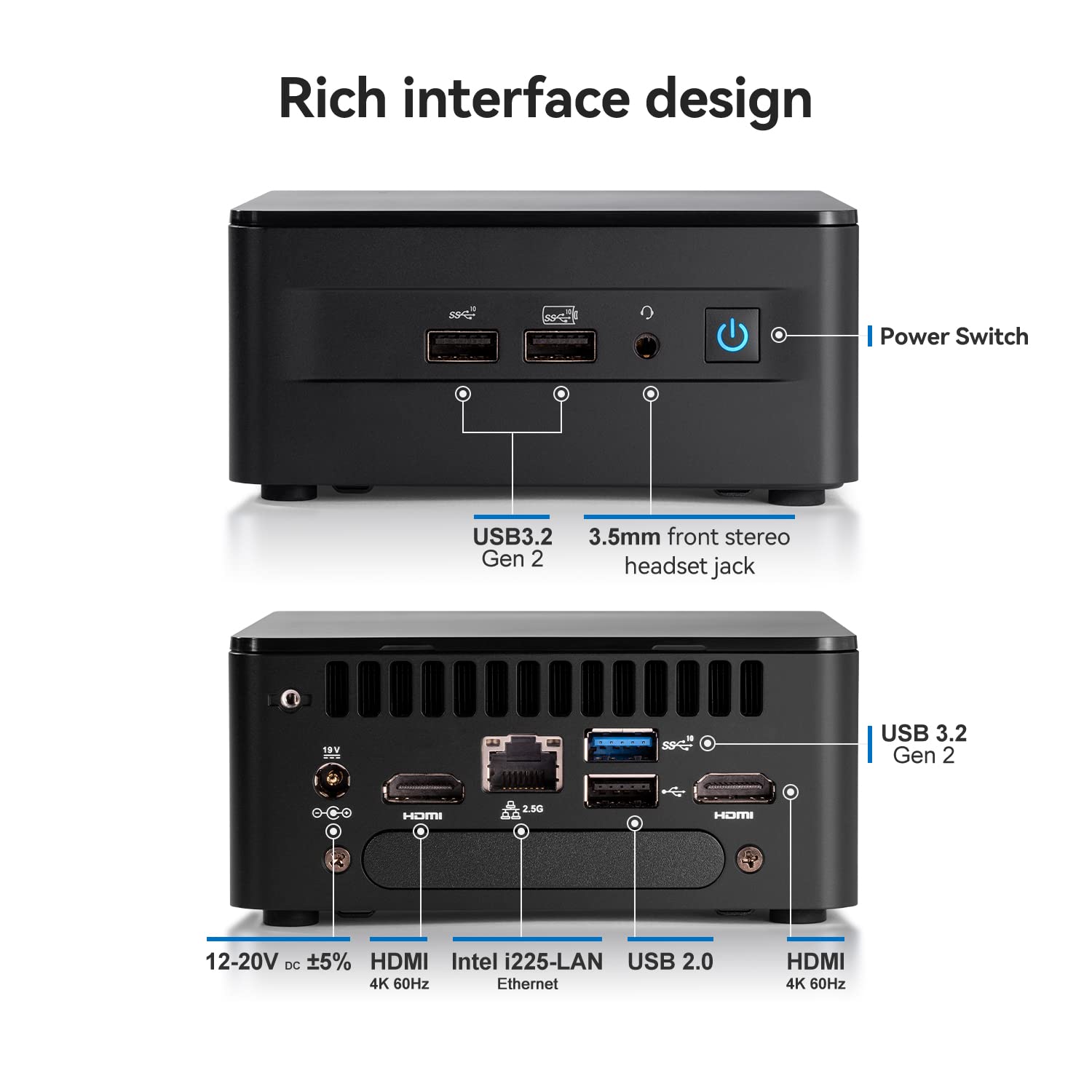 Intel NUC Mini PC NUC12WSHi5 Wall Street Canyon 12th Gen Mini Computer Core i5-1240P(12 cores,up to 4.4G) Business Office PC,HDMI2.0 * 2, Thunderbolt4*2,Wifi6,BT5.2