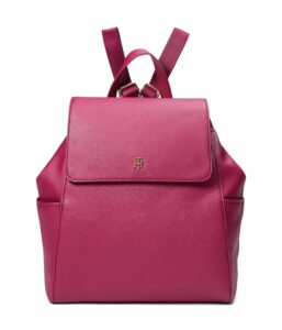 tommy hilfiger beth ii flap backpack saffiano pvc italian wine one size