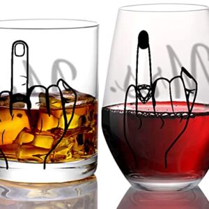 Engagement Gifts for Couple- Wine and Whiskey Mr and Mrs Gifts,Wedding Gifts for Couple,Mr and Mrs Glasses,Unique Bridal Shower Gift for Bride