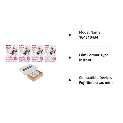 Fujifilm Instax Mini Stripe Instant Film 4 Packs of 10 = 40 Shots Bulk Pack