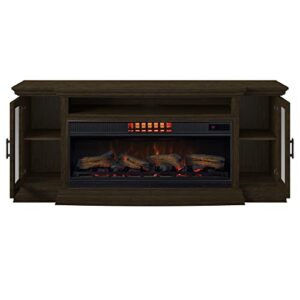 ClassicFlame 72" CoolGlow TV Stand with Electric Fireplace, 72.0" W x 17.38" D x 30.13" H, Buxton Brown