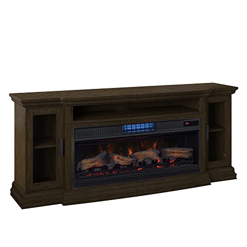 ClassicFlame 72" CoolGlow TV Stand with Electric Fireplace, 72.0" W x 17.38" D x 30.13" H, Buxton Brown