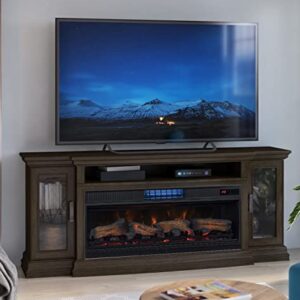 ClassicFlame 72" CoolGlow TV Stand with Electric Fireplace, 72.0" W x 17.38" D x 30.13" H, Buxton Brown