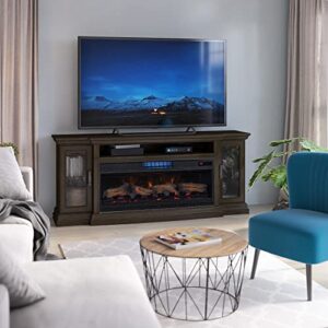 ClassicFlame 72" CoolGlow TV Stand with Electric Fireplace, 72.0" W x 17.38" D x 30.13" H, Buxton Brown