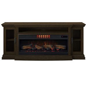 ClassicFlame 72" CoolGlow TV Stand with Electric Fireplace, 72.0" W x 17.38" D x 30.13" H, Buxton Brown