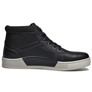 Athletic Shoe, Genuine Leather Casual Walking Sneaker Shoes Mid-Top Black 10.5