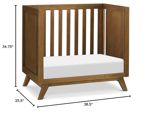 DaVinci Otto 3-in-1 Convertible Mini Crib with 4" Mattress in Walnut, Greenguard Gold Certified