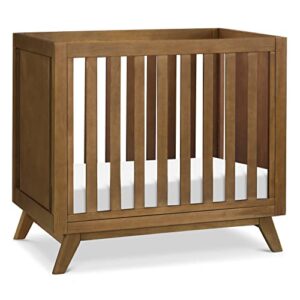 davinci otto 3-in-1 convertible mini crib with 4" mattress in walnut, greenguard gold certified