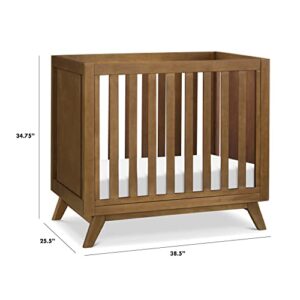 DaVinci Otto 3-in-1 Convertible Mini Crib with 4" Mattress in Walnut, Greenguard Gold Certified