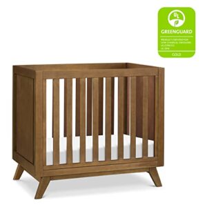 DaVinci Otto 3-in-1 Convertible Mini Crib with 4" Mattress in Walnut, Greenguard Gold Certified