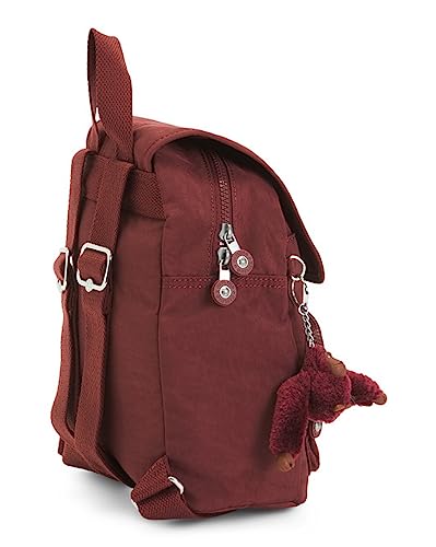 Kipling Women's Marigold Small Backpack, Adjustable, Removable Crossbody Strap, Nylon Travel Organizer, Intense Maroon B, 9''L x 11.75''H x 5''D