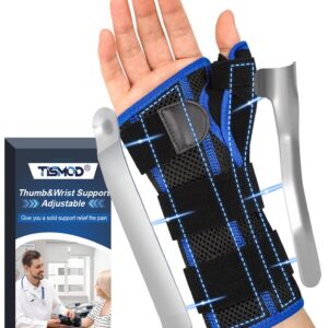 Wrist Brace with Thumb Spica Splint - Adjustable Thumb Wrist Support for Carpal Tunnel, Arthritis, Sprains, Tendonitis, Ligament Injury, De Quervain's Tenosynovitis and Sports Protection fit Women & Men (Right Hand)