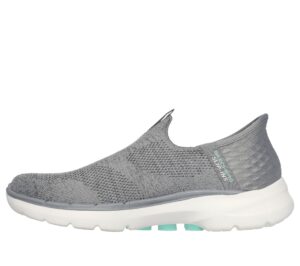 skechers women's hands free slip-ins go walk 6-fabulous view sneaker, gray, 8.5