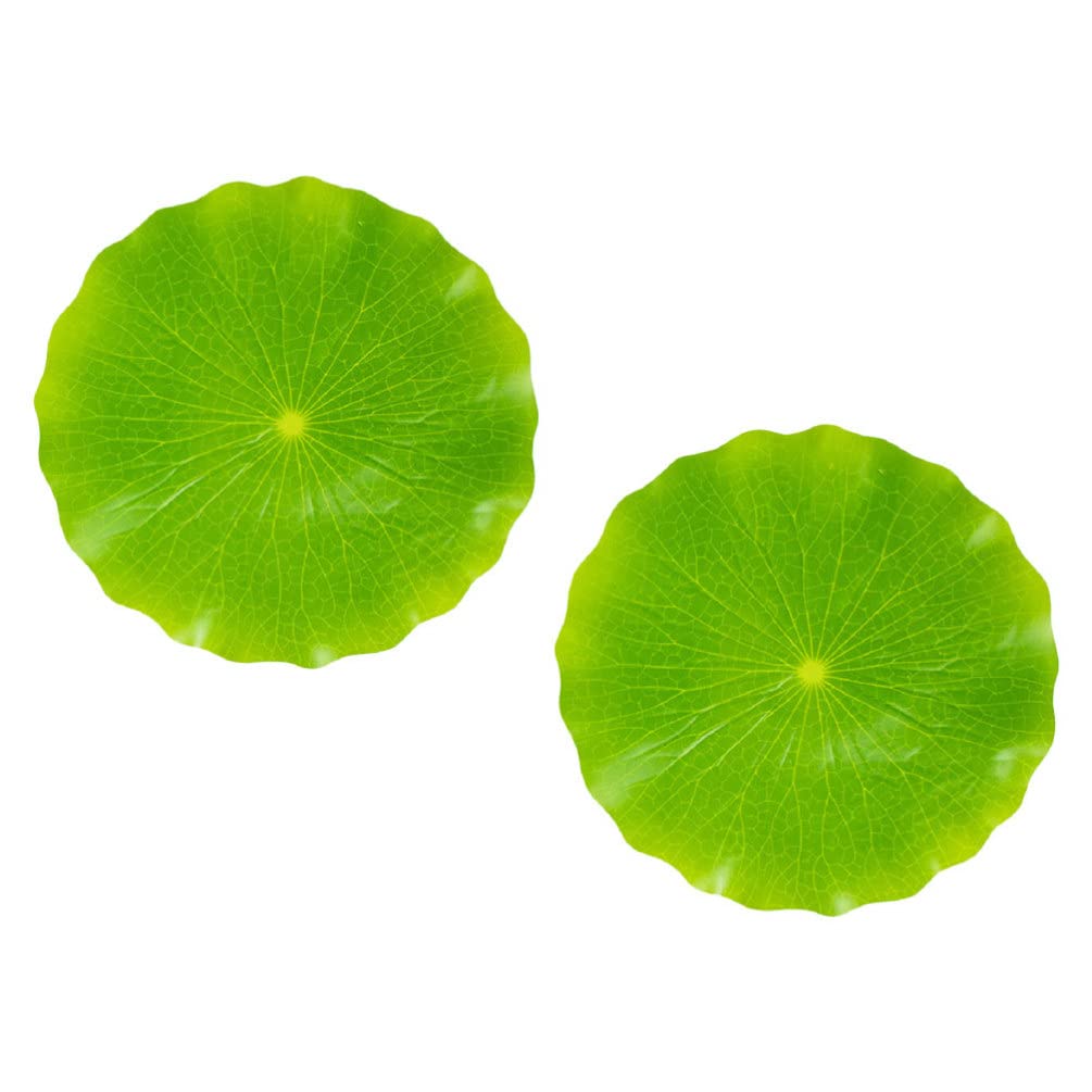 Yardwe Lotus Leaf Design 2pcs Simulated Lotus Leaf Steak Plastic Fruit Fake Lotus Leaves