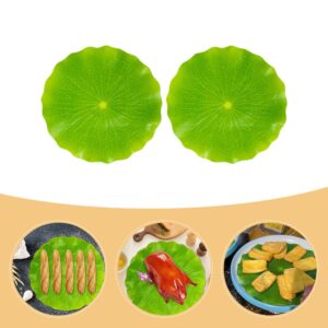 Yardwe Lotus Leaf Design 2pcs Simulated Lotus Leaf Steak Plastic Fruit Fake Lotus Leaves