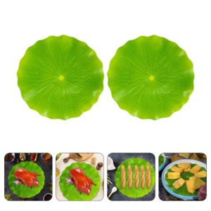 Yardwe Lotus Leaf Design 2pcs Simulated Lotus Leaf Steak Plastic Fruit Fake Lotus Leaves