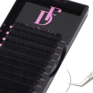 df eyelash extension classic volume lash extensions 0.03 d curl 15-20mm mixed tray individual lash extensions single eyelashes soft matte black volume lashes extension professional salon use