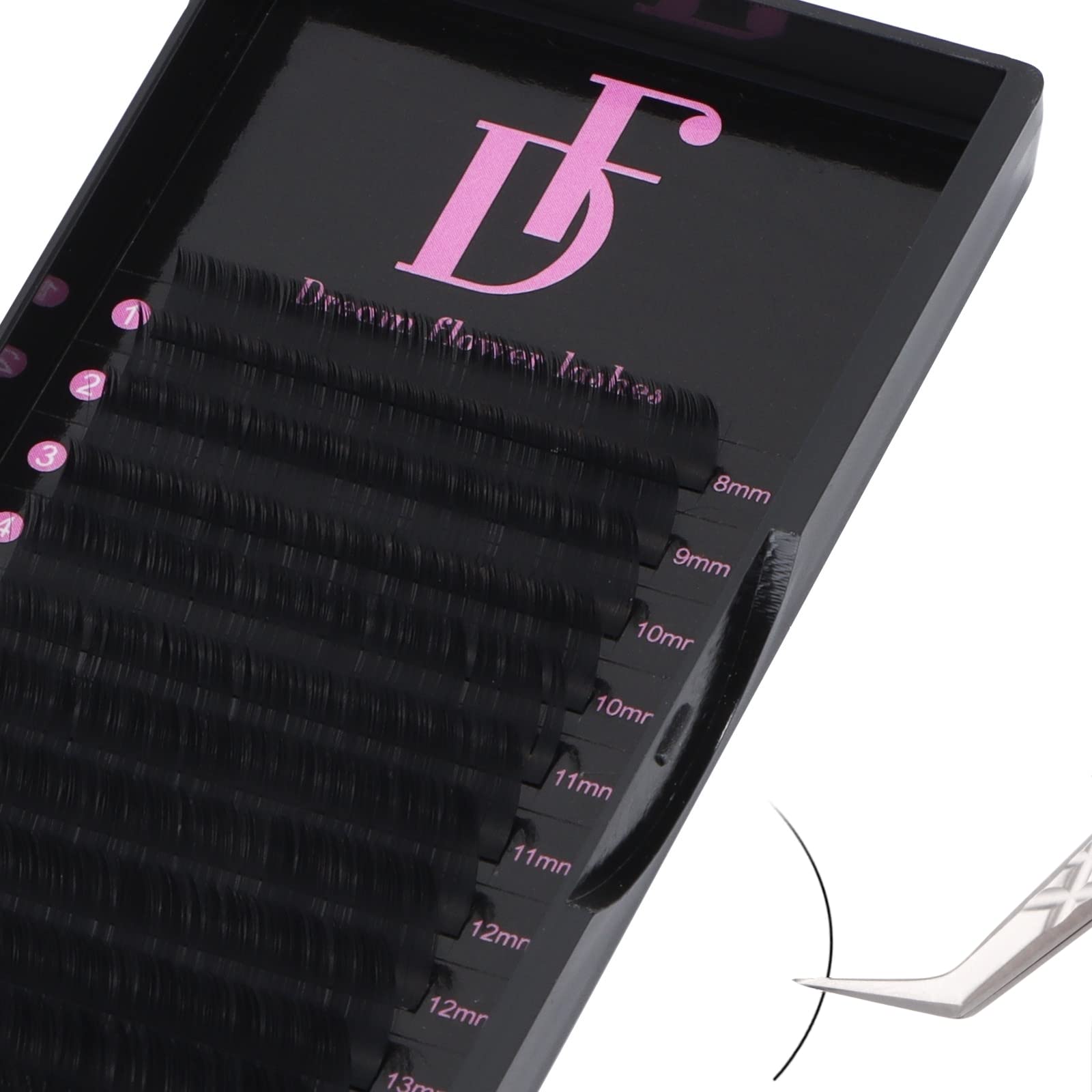 DF Eyelash Extension Classic Volume Lash Extensions 0.03 D Curl 15-20mm Mixed Tray Individual Lash Extensions Single Eyelashes Soft Matte Black Volume Lashes Extension Professional Salon Use