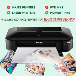 HTVRONT Glossy Photo Paper for Printer, 100 Sheets Inkjet Printer Paper for Chip Bag Paper—Instant Dry Photo Paper 8.5 x 11 Glossy 180gsm