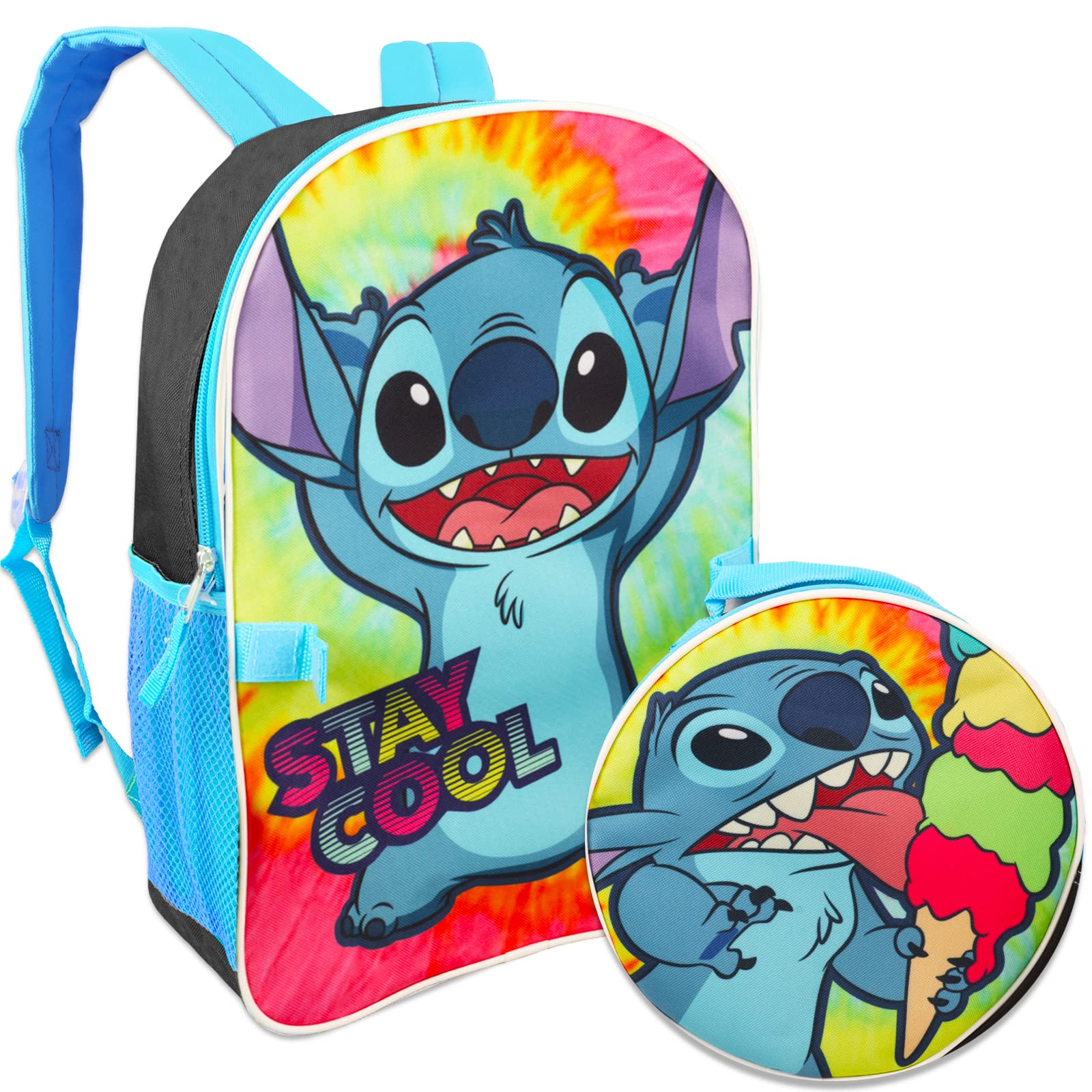 Disney Lilo and Stitch Backpack with Lunch Box Bundle - Stitch School Supplies, Lunch Bag, Water Bottle, Stickers, More for School