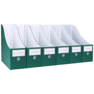 komstuon Magazine File Holder(6 Pack), Cardboard Magazine File Holder,Document Organizer,Desk File Organiser For School, Office, Home Magazine File Storage