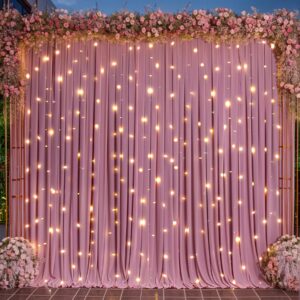 10x10 Dusty Pink Backdrop Curtain for Parties Wedding Wrinkle Free Pink Photo Curtains Backdrop Drapes Fabric Decoration for Birthday Party Baby Shower 5ft x 10ft,2 Panels