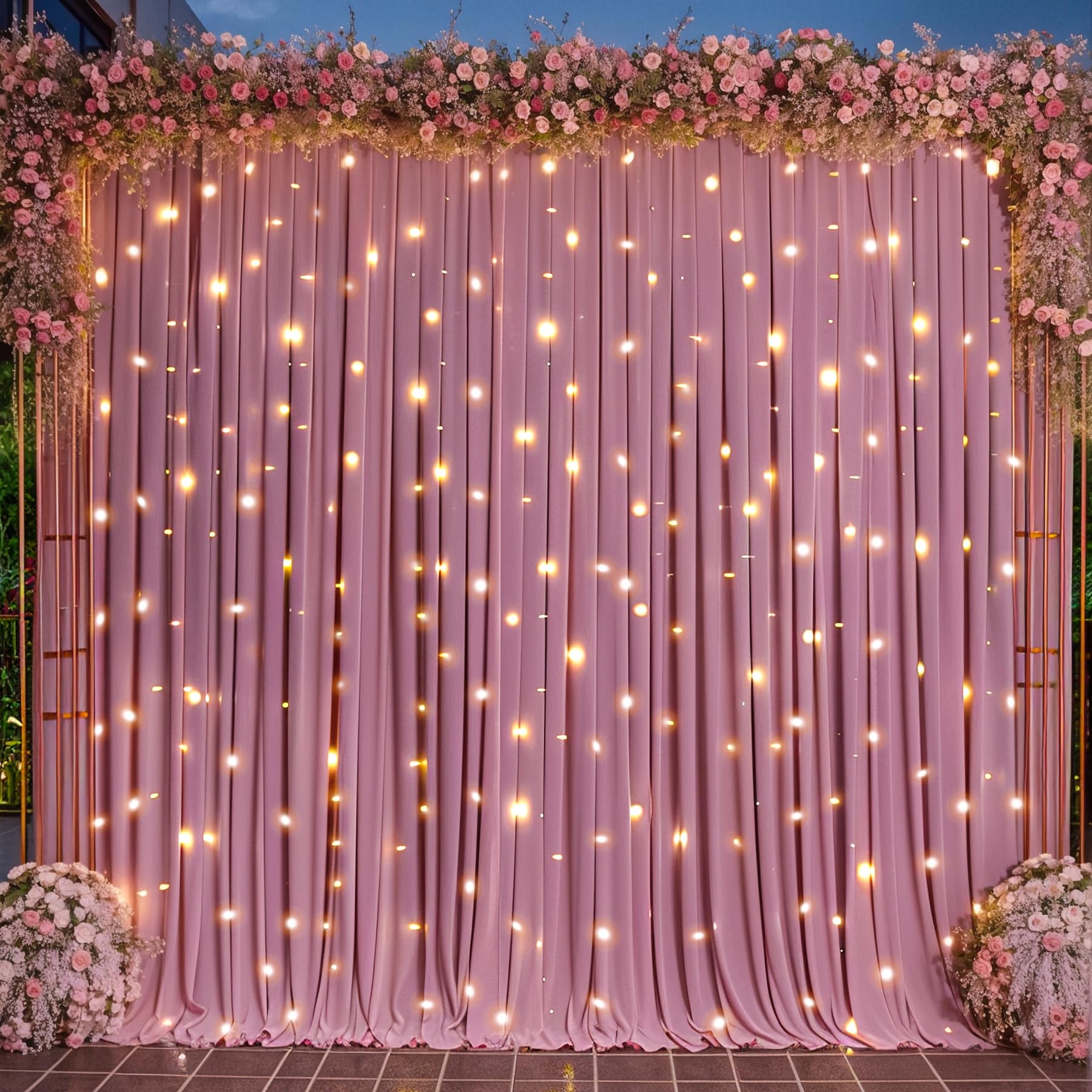 10x10 Dusty Pink Backdrop Curtain for Parties Wedding Wrinkle Free Pink Photo Curtains Backdrop Drapes Fabric Decoration for Birthday Party Baby Shower 5ft x 10ft,2 Panels