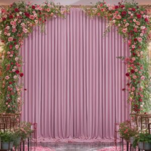 10x10 Dusty Pink Backdrop Curtain for Parties Wedding Wrinkle Free Pink Photo Curtains Backdrop Drapes Fabric Decoration for Birthday Party Baby Shower 5ft x 10ft,2 Panels