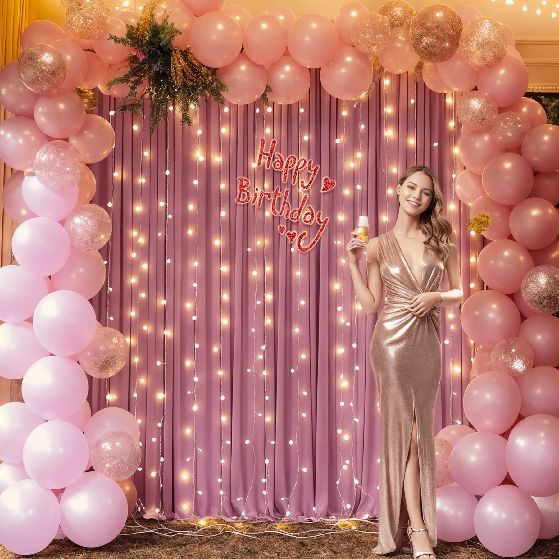 10x10 Dusty Pink Backdrop Curtain for Parties Wedding Wrinkle Free Pink Photo Curtains Backdrop Drapes Fabric Decoration for Birthday Party Baby Shower 5ft x 10ft,2 Panels