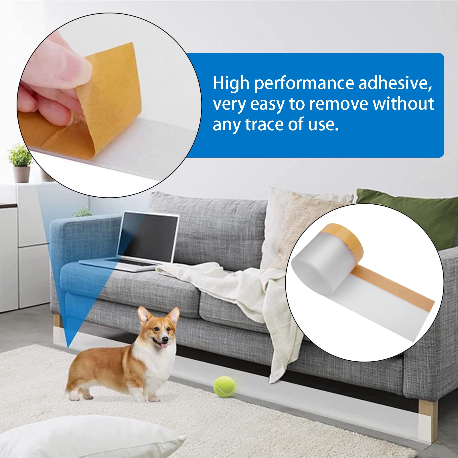 118 inch Gap Bumper Under Sofa Self-Adhesive, Toy Blocker Under Furniture,Under Bed Blocker for Pets, Blocker Sofa Baffle Avoid Things Sliding Under Couch