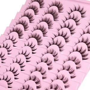 manga lashes natural look anime false eyelashes 20 pairs clear band individual wispy fake eyelashes strip spiky diy cluster lashes extension c curl cat eye lashes pack