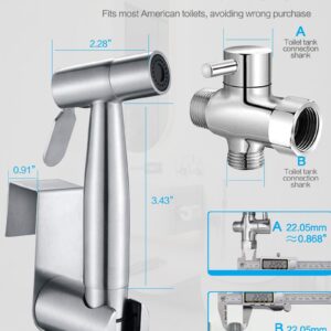 Handheld Bidet Sprayer for Toilet-Toilet Bidet Sprayer with Adjustable Water Pressure Control for Feminine Wash, Stainless Steel Brushed Nickel Cloth Diaper Bidet Toilet Bidet for Baby Wash