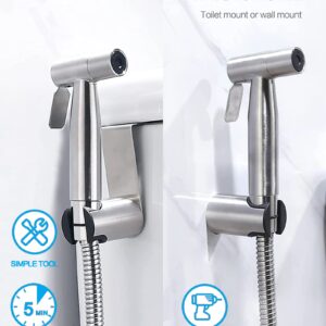 Handheld Bidet Sprayer for Toilet-Toilet Bidet Sprayer with Adjustable Water Pressure Control for Feminine Wash, Stainless Steel Brushed Nickel Cloth Diaper Bidet Toilet Bidet for Baby Wash