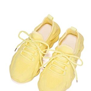 Cape Robbin Minol Breathable Non-Slip Mesh Knit 450 Lightweight Walking Running Sneakers,Yellow,8