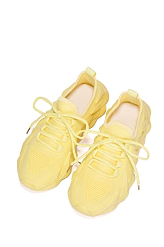 Cape Robbin Minol Breathable Non-Slip Mesh Knit 450 Lightweight Walking Running Sneakers,Yellow,8