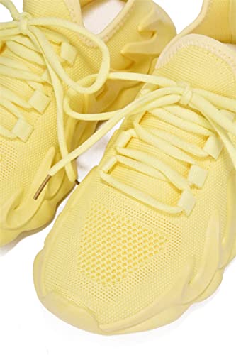 Cape Robbin Minol Breathable Non-Slip Mesh Knit 450 Lightweight Walking Running Sneakers,Yellow,8