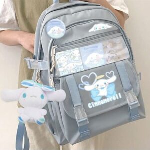 Edles Elves backpack school bag withe side pokect large suitable for boy girl ?hiking camping picnic (white, doll, card, badge)¡­