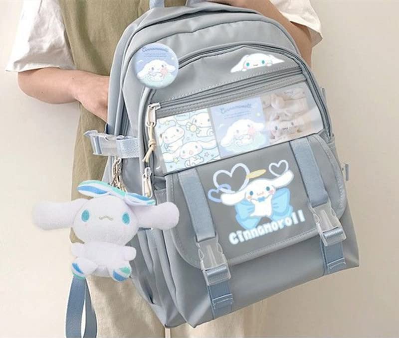 Edles Elves backpack school bag withe side pokect large suitable for boy girl ?hiking camping picnic (white, doll, card, badge)¡­