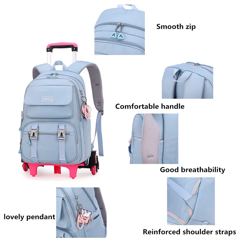 ZHANAO Rolling Backpack Luggage BookBag with Wheels Trolley Bag Wheeled Travel Backpack for Girls & Boys Trolley Bag