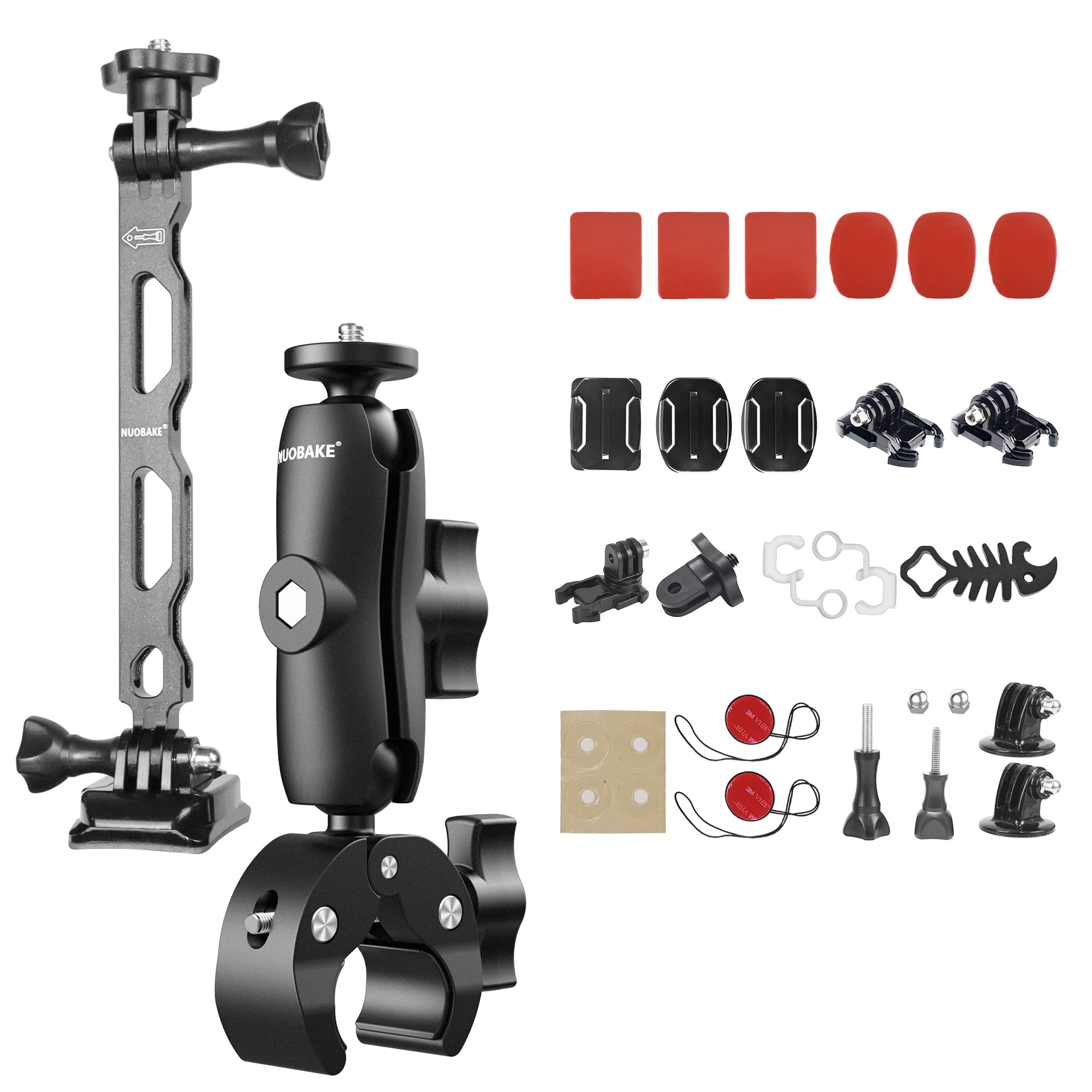 nuobake 38 in 1 Motorcycle Accessories Mount Bundle Kit for Insta360 ONE X2, X3,X4,ONE X, ONE R, RS Cameras and GoPro Hero 12 11 10 9 8 7 6 5 Black,Session 5/4/3, DJI,Yi Action Camera and More