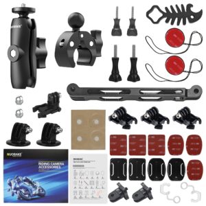 nuobake 38 in 1 Motorcycle Accessories Mount Bundle Kit for Insta360 ONE X2, X3,X4,ONE X, ONE R, RS Cameras and GoPro Hero 12 11 10 9 8 7 6 5 Black,Session 5/4/3, DJI,Yi Action Camera and More