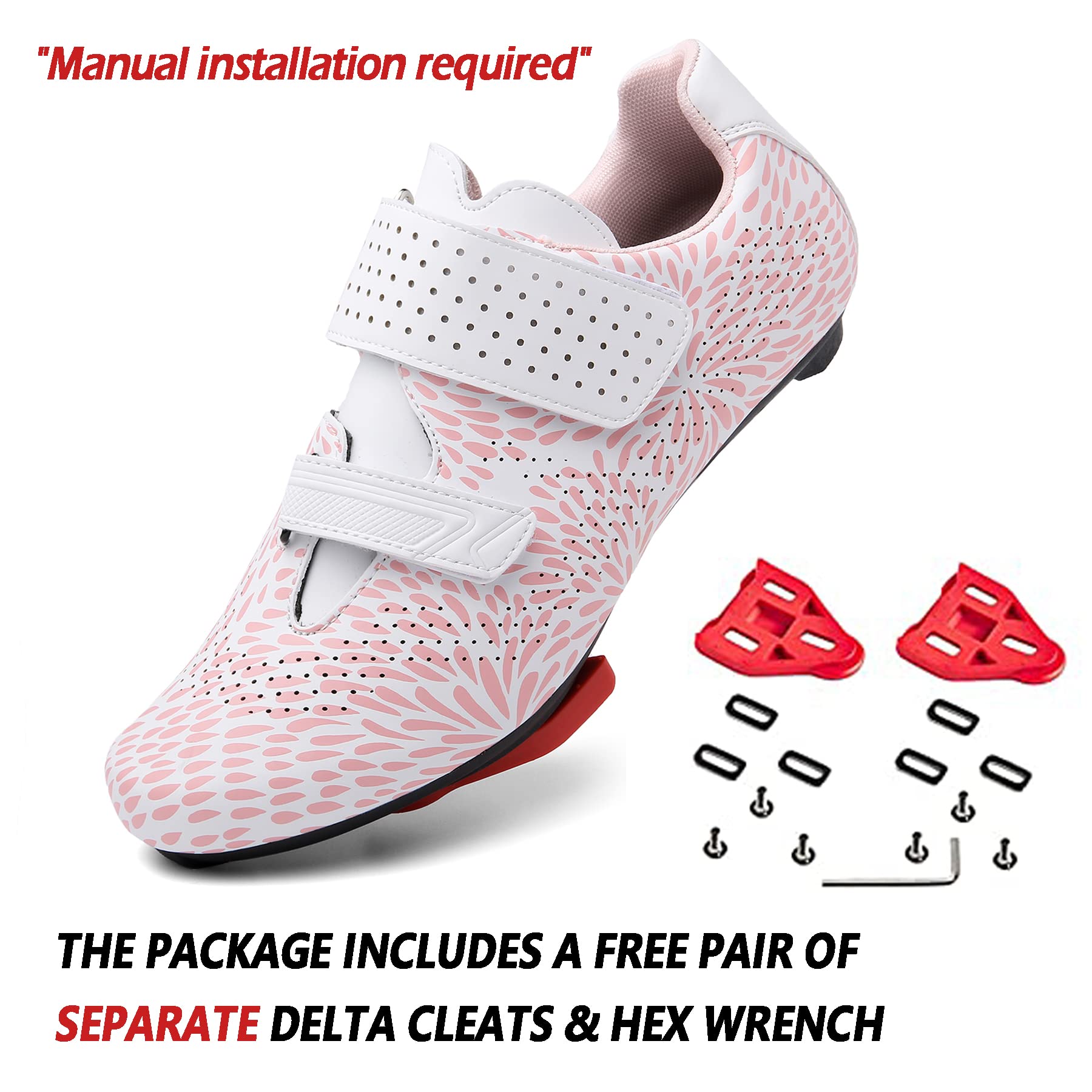 Womens Cycling Shoes Compatible with Peloton, Delta Cleats SPD Spin Shoes Perfect for Indoor Outdoor Riding Pink 7.5