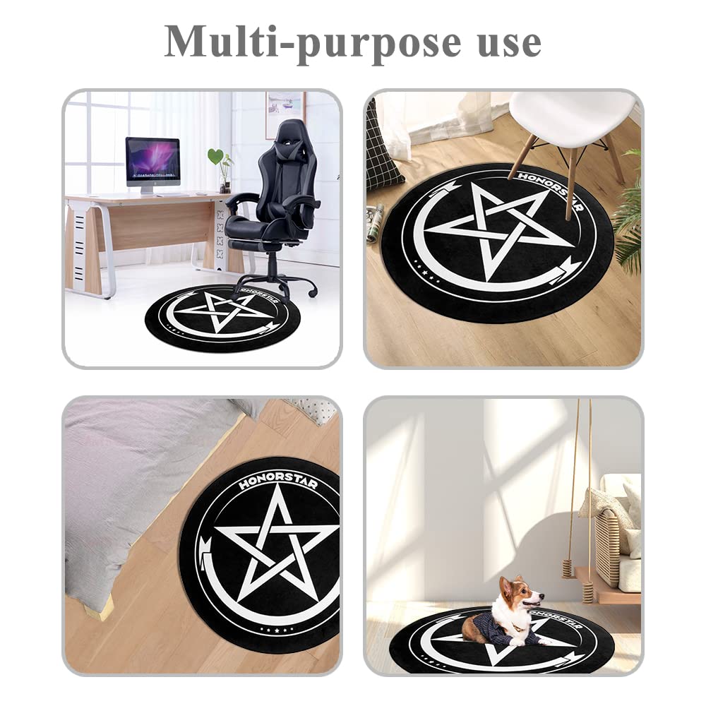 Honorstar Office Chair Mat for Carpet and Hardwood Floor Gaming Chair Mat Round 39 Inch Carpet Protector Desk Chair Mat for Rolling Chair Floor Mat Anti Slip for Home Office Gaming Room Black-A