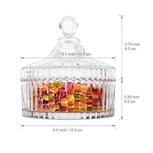 ComSaf Glass Candy Dish with Lid Decorative Candy Bowl, Crystal Covered Candy Jar for Home Office Desk, Set of 3